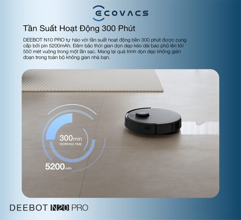 Robot hút bụi lau nhà Ecovacs Deebot N20 Pro - Bản Quốc Tế